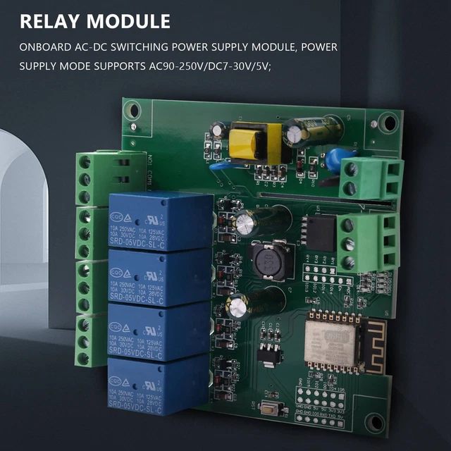 ESP8266 ESP-12F WIFI Relay Module 4Channel AC90-250V/DC7-30V/5V Delay ...