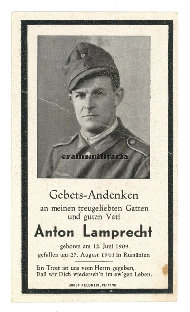 ORIG. STERBEBILD GRENADIER / Gebirgsjäger + Rumänien 1944 EUR 7,99 ...