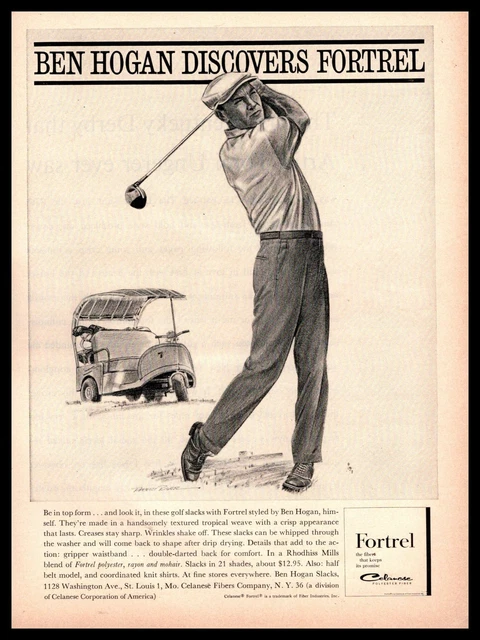 1962 BEN HOGAN Fotrel Celanese Golf Slacks Robert Riger Art Vintage ...