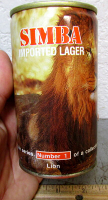 SIMBA IMPORTED LAGER Beer Can, African Wildlife Series LION #1 ...