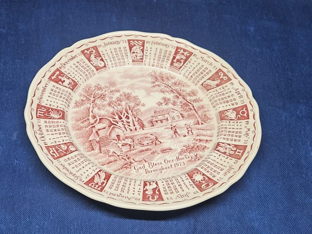VINTAGE 1973 ALFRED Meakin Calendar Plate Staffordshire England Red ...