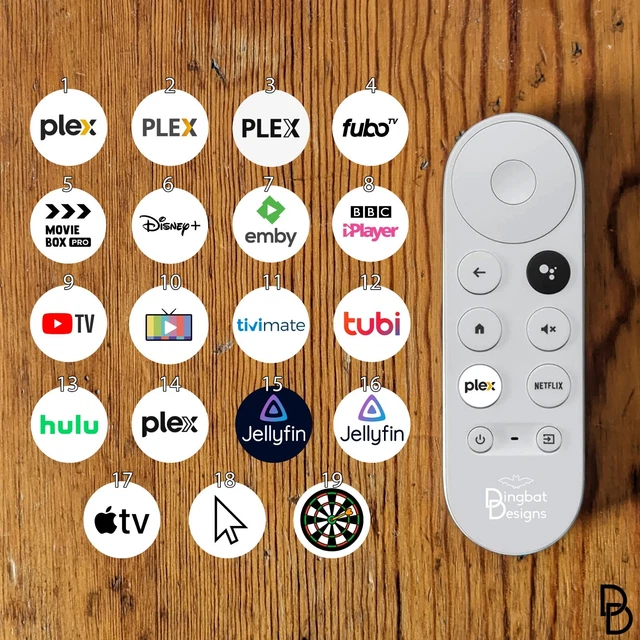 CHROMECAST GOOGLE TV Shortcut Stickers - x6 | Plex | Emby | FuboTV ...