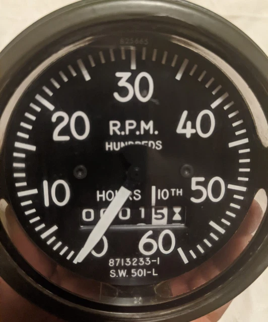 MILITARY TACHOMETER 6000 rpm. Rev Counter. Army. With Hour meter. N.O.S ...