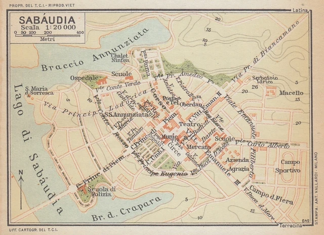 C3988 SABAUDIA, PIANTA della Città, Carta geografica epoca, Vintage map ...