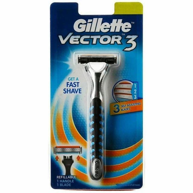 GILLETTE VECTOR-3 RAZOR Handle for Sensor Excel Cartridge Free Ship £9. ...