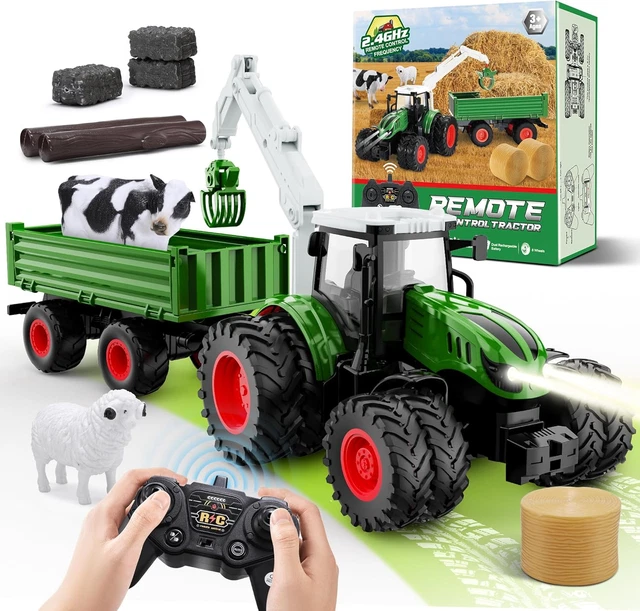 HAPPYGOLUCKY REMOTE CONTROL Tractor Farm Toy Set, Rc Tractor & Truck ...