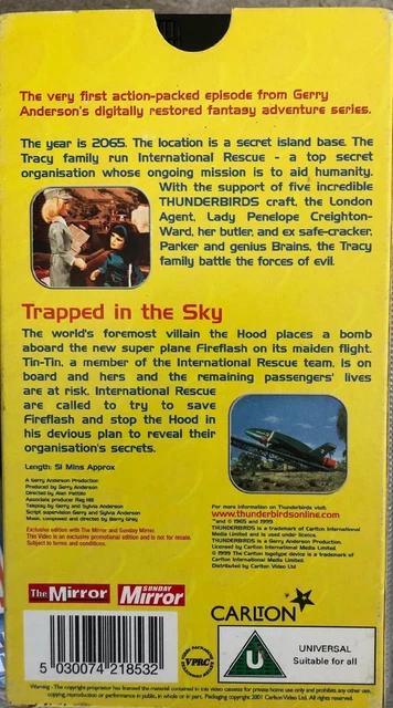 TRAPPED IN THE sky Thunderbirds VHS video Carlton Gerry Anderson Daily ...