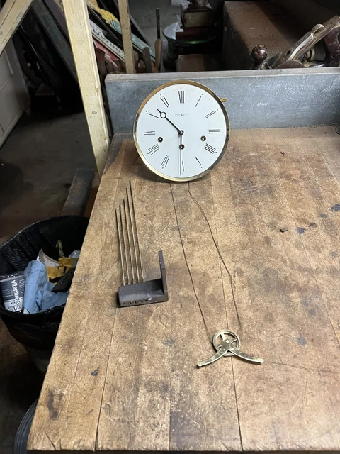 VINTAGE OLD HOWARD Miller Wind Up Grandfather Clock Dial Face Movement ...