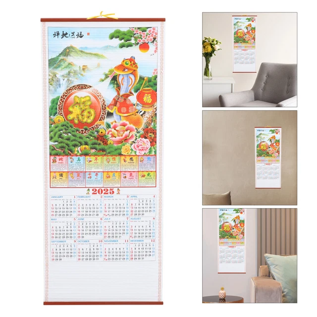 CHINESE WALL SCROLL Calendar 2025 Snake Year Hanging Calendar Hanging ...