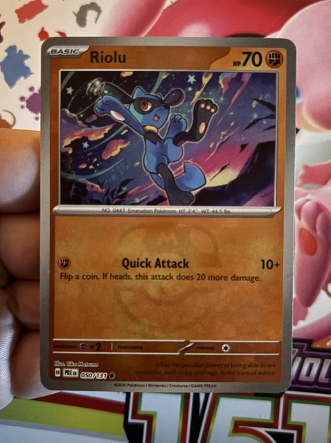 MASTERBALL RIOLU POKEMON Prismatic Evolutions Reverse Holo 050/131 ...