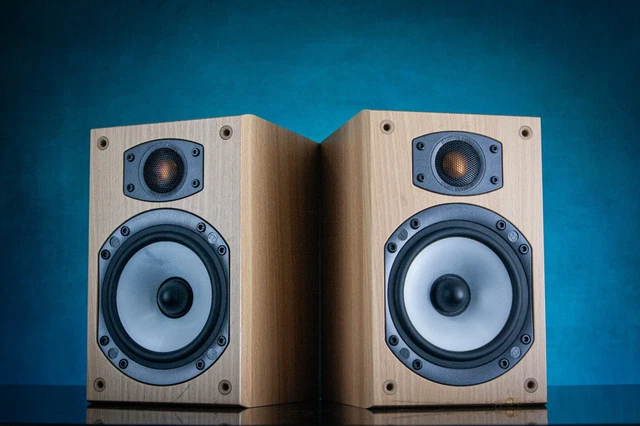 MONITOR AUDIO BRONZE B1 Hi Fi Stereo Bi-Wireable Speakers, Beech finish ...
