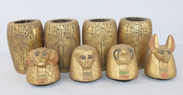 4 GRANDI RARI Vasi canopi antichi egiziani per la mummificazione con ...