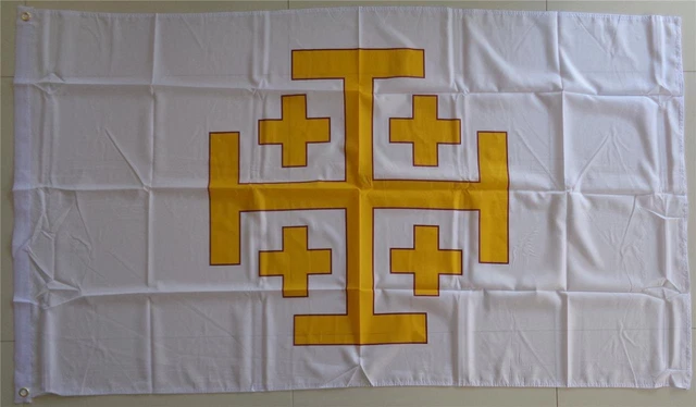 JERUSALEM CROSS FLAG Knights Templar Crusaders Flag 150 x 90cm $14.95 ...