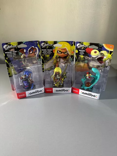 SPLATOON 3 THREE Amiibo Set - Yellow Inkling, Blue Octoling, Smallfry ...