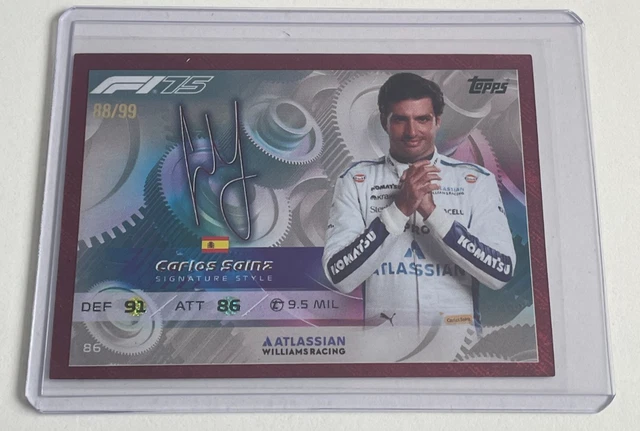 TOPPS 🇮🇳 TURBO Attax F1 2025 Carlos Sainz #86 Signature Style Cranberry ...