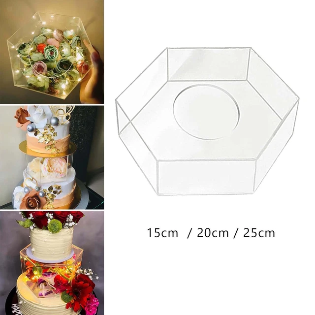 CLEAR ACRYLIC FILLABLE Cake Box Stand,Transparent Display Box Pedestal ...