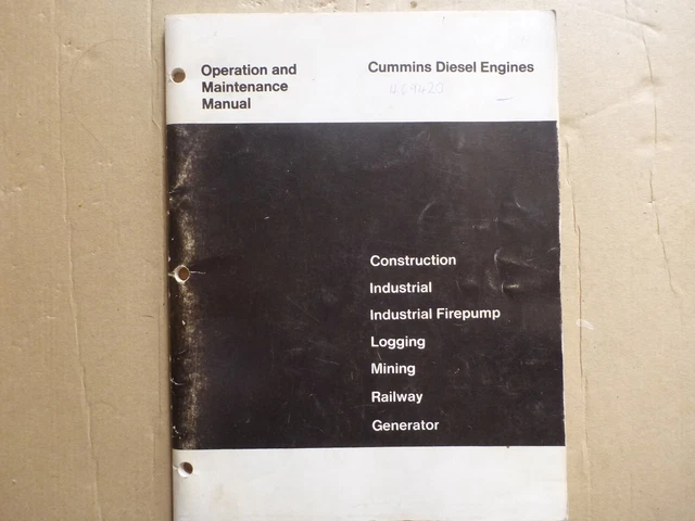 VINTAGE CUMMINS DIESEL Engines Operation & Maintenance Manual $20.00 ...
