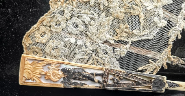 EVENTAIL DENTELLES D'ALENÇON Xviiieme Xixème Fan Ventaglio EUR 99,00 ...