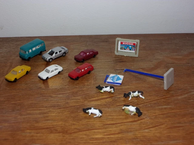 LOT ÉCHELLE Z 1/220 voitures Mercedes BMW Opel ? Vaches pour mini club marklin 3 EUR 25,00 ...