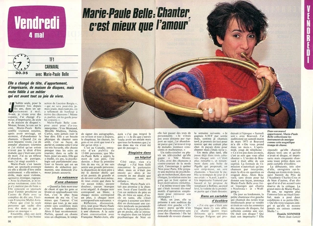 COUPURE DE PRESSE Clipping 1984 Marie Paule Belle (2 pages) EUR 5,00 - PicClick FR