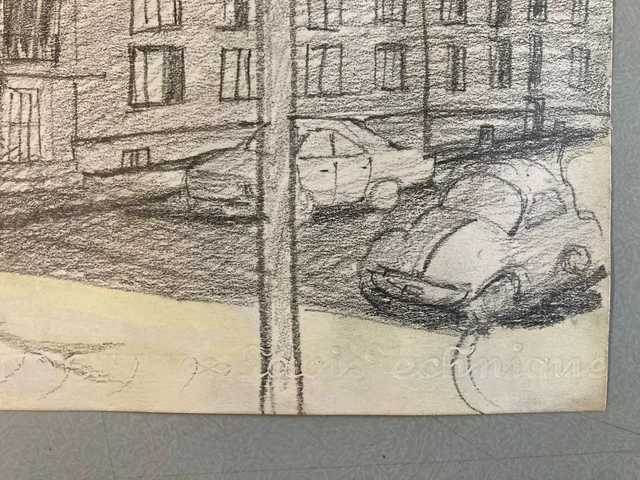 VERY NICE DRAWING Original Art 1970 Architecture Paper Pencil Building ...