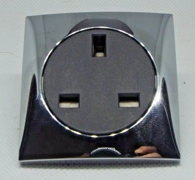 GENUINE BERKER CARAVAN 240v 13A socket kit Bright Chrome frame, back ...