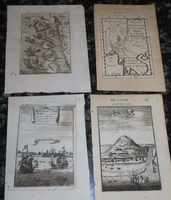 1685 4 SMALL Maps Of Moluccas Gamalama Volcano Surate Indonesia Asia ...