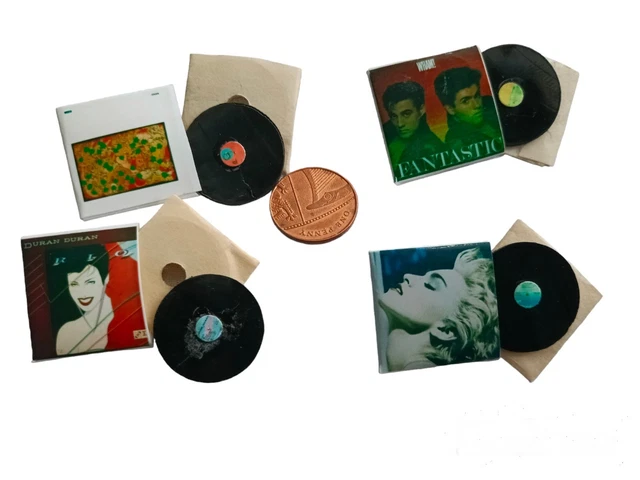 4 X 1980S Miniature Record Album & Covers Scale 1:12 For Dolls house ...