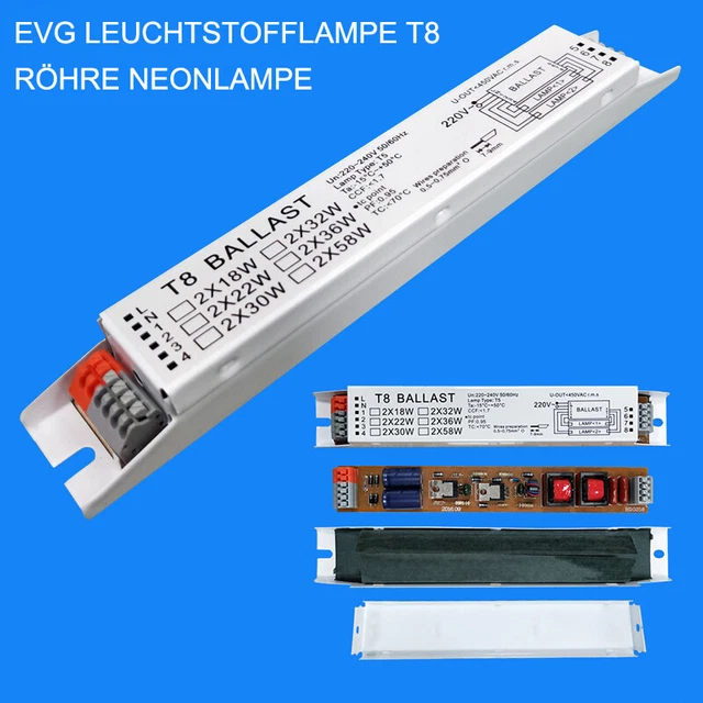 EVG ELEKTRONISCHES LEUCHTSTOFFLAMPE Vorschaltgerät T8 Röhre Neonlampe 2x36W NeyX EUR 7,01 ...