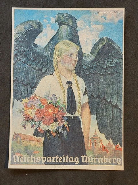 WW2 WWII NAZI Germany Young girl Reichsparteitag Nurnberg postcard w ...