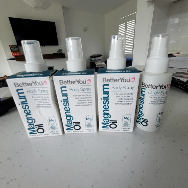 BETTER YOU MAGNESIUM Oil Body Spray 100ml X4 ONLY BUY IF YOUVE BOUGHT ...