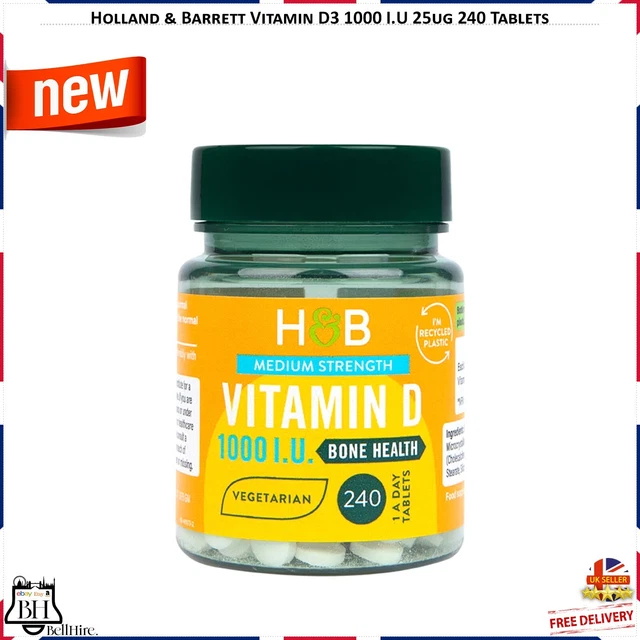 HB HOLLAND & Barrett Vitamin D3 240 Tablets Potency 25ug 1000 IU £10.99 ...