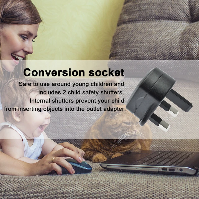 SOCKET PLUGS ADAPTOR 2 Pin To 3 Pin Socket Converter for Shaving/Razor ...