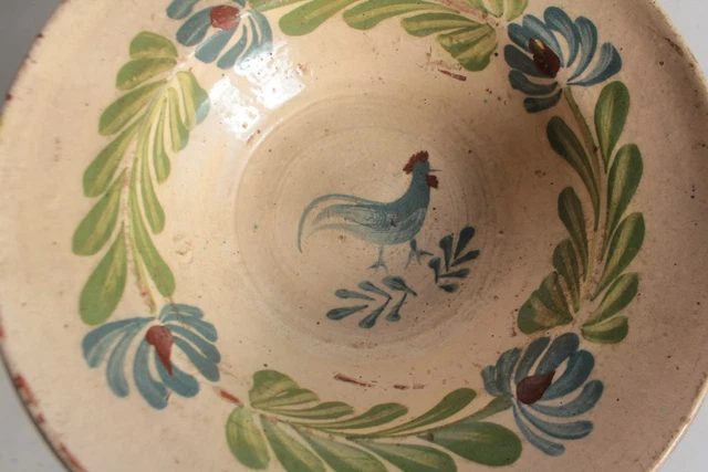 PLAT TERRE CUITE vernissée coq art populaire (74733) EUR 49,00 ...