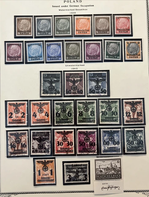 WWII WW2 NAZI German Third Reich NSDAP Occupied Poland Stamp Lot 1940 ...