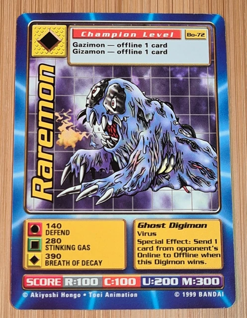 RAREMON # BO-72 Bandai Digimon Game Cards SERIES 2 1999 English Mint ...