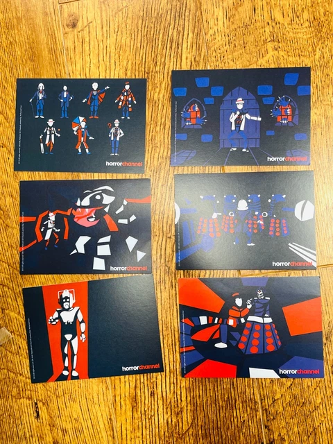 DOCTOR WHO POSTCARDS Horror Channel Rare Complete Set 6 Daleks Cyberman ...