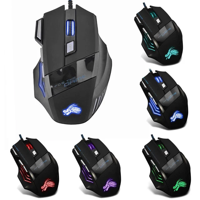 RGB WIRED GAMING Mouse 7 Button Backlit Ergonomic Design 5500 DPI for PC Laptop £7.99 - PicClick UK