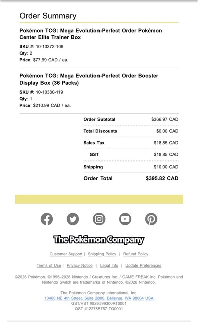 POKÉMON TCG: MEGA Evolution Perfect Order PKC Center Elite Trainer Box ...