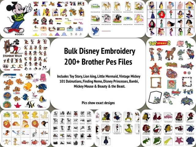 DISNEY BULK BUNDLE Brother Machine Embroidery Designs PES Over 200 ...