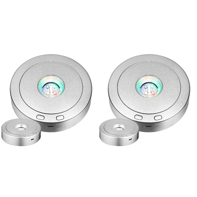 2 PCS BATTERY Operated Crystal Display Base Revolving Light Lamp Holder ...