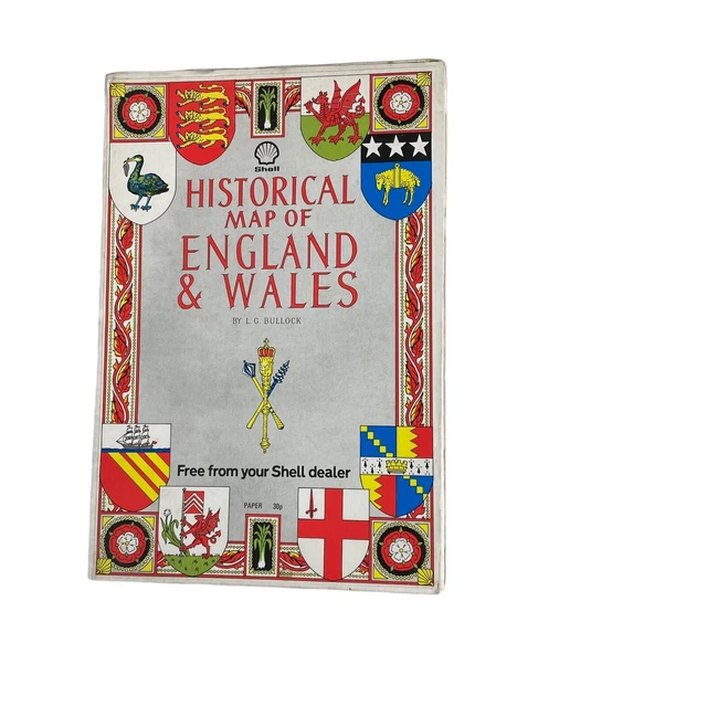 SHELL VINTAGE HISTORICAL Map of England and Wales L.G. Bullock 1971 Map ...
