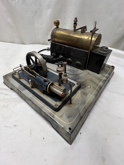 ~EARLY~ ELECTRIC HORIZONTAL Steam Engine W/ Boiler & Colorful Base (Nr ...
