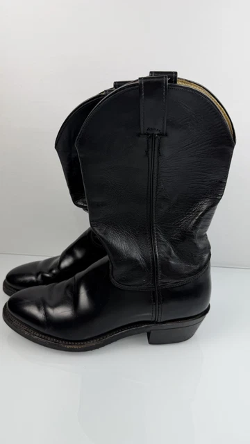 JUSTIN MEN'S TOBIAS Black Round Toe Western Boots 3040 Size 9 D £62.50 ...