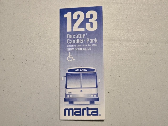 VINTAGE 1993 MARTA Atlanta Bus Map Schedule Timetable Route 123 Decatur ...