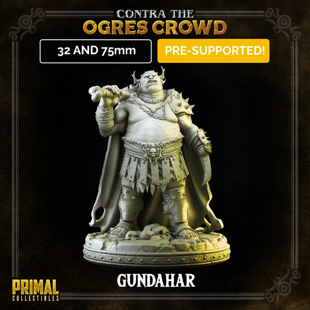 OGRES CROWD-ULBROK (OGRE Champion)-3D Printed Resin 32mm HeroQuest ...