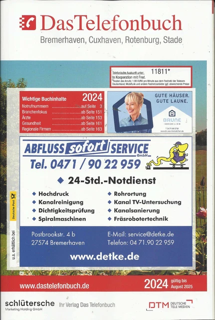 DAS TELEFONBUCH 2025 BREMERHAVEN Cuxhaven Rotenburg STADE NEU EUR 1,00 ...