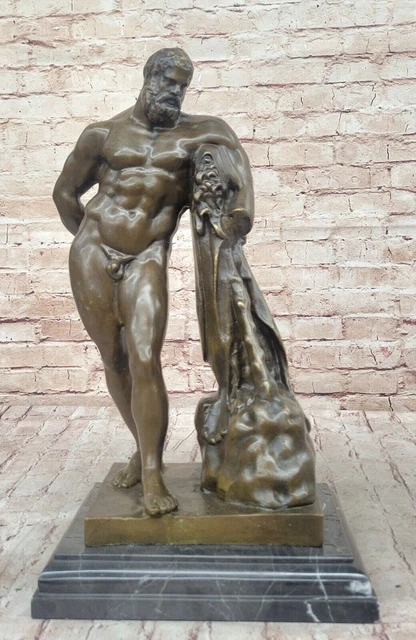 GRIECHISCHE MYTHOLOGIE) FARNESE Hercules Bronze Statue Signiert Glycon Heim Deko EUR 307,66 ...