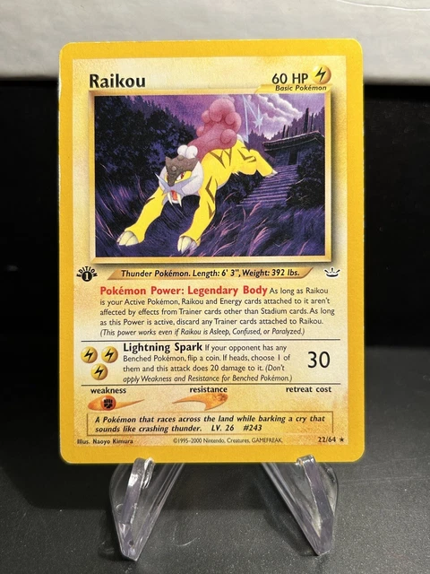 POKEMON CARD RAIKOU 22/64 Neo Revelation Eng Old First Edition EUR 40,00 - PicClick FR