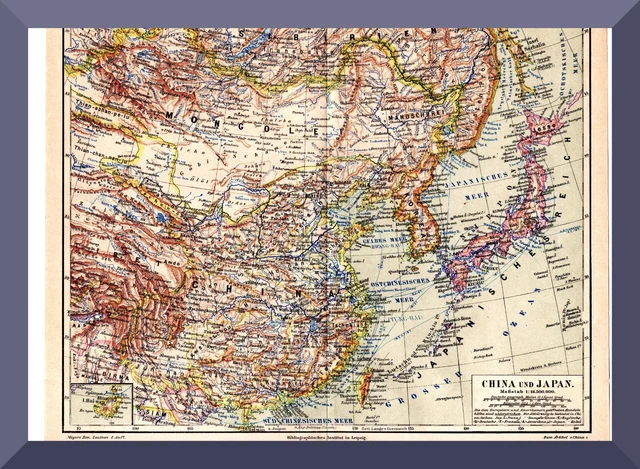 HISTORICAL MAP +CHINA and JAPAN + 1885 + Hondo, Taiwan, Mongolia ...